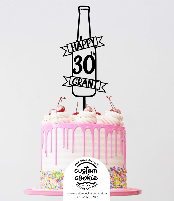 Customisable Cake Topper - Beer Bottle with Name – Custom Cookie