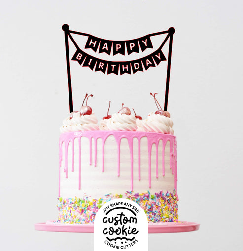 Customisable Cake Topper - Birthday Banner – Custom Cookie