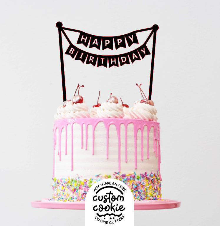 Customisable Cake Topper - Birthday Banner – Custom Cookie