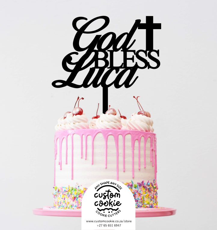 Customisable Cake Topper - God Bless – Custom Cookie