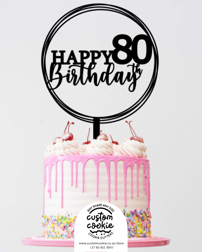 Customisable Cake Topper - Happy Birthday Rings – Custom Cookie
