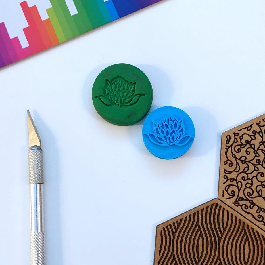 Polymer Stamp Round Protea - PS024 – Custom Cookie